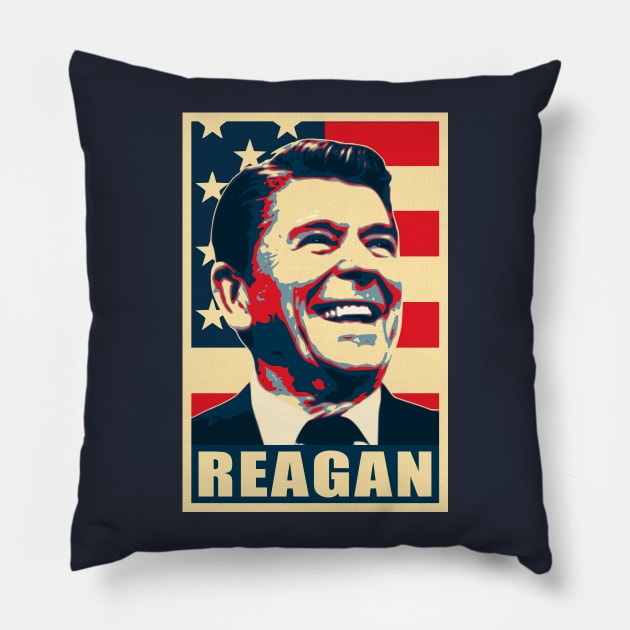 Ronald Reagan Happy Propaganda Poster Art - Ronald Reagan - Pillow ...