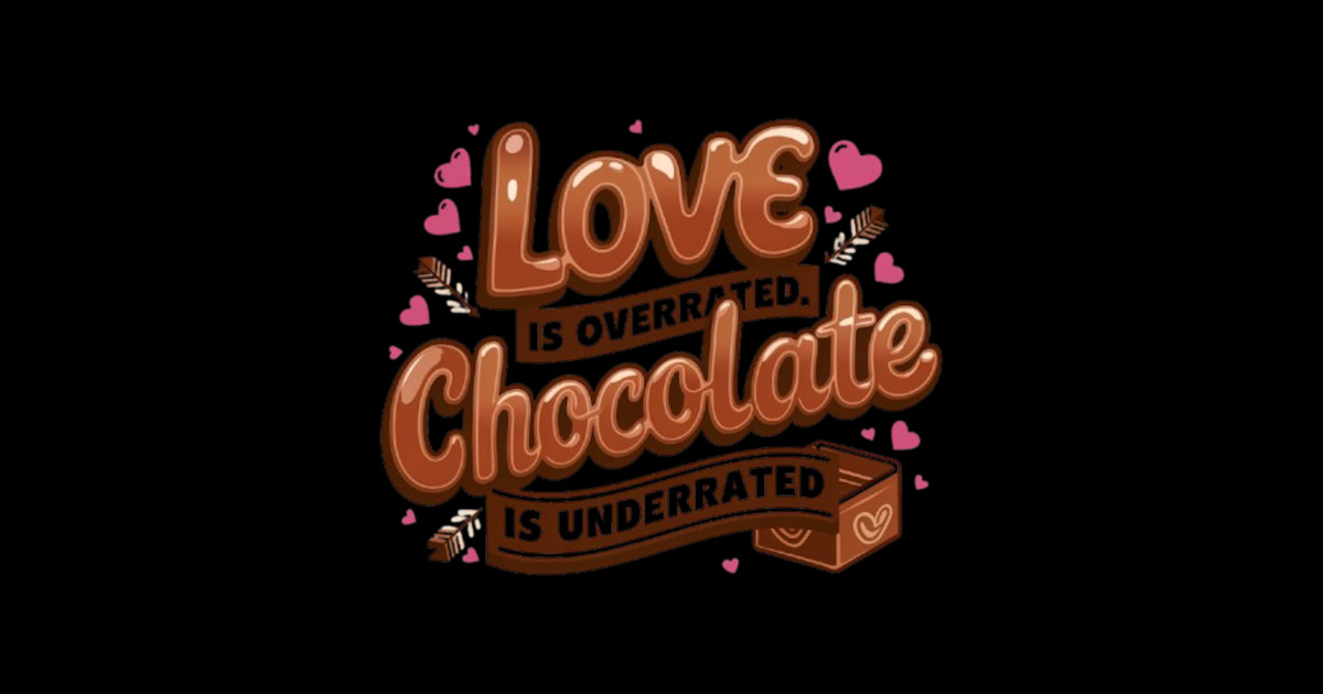 LOVE IS OVERRATED. CHOCOLATE IS UNDERRATED - Valentine - Sticker ...