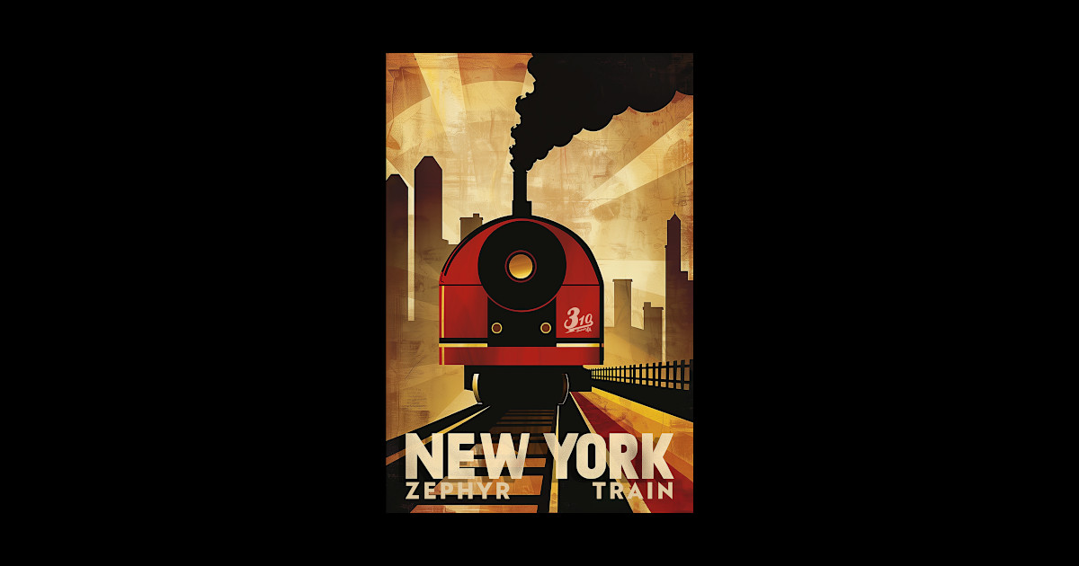 Vintage Art Deco Zephyr Train Poster - Artdeco - Sticker | TeePublic