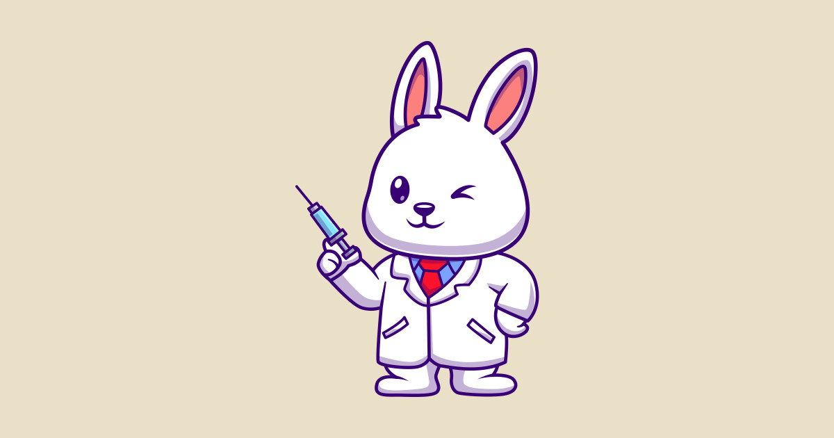 Cute Rabbit Doctor Holding Injection Cartoon - Cute Rabbit Doctor ...