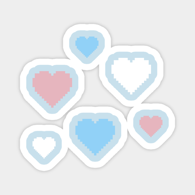 Trans Pride Hearts Pixel Art - 16 Bit - Magnet | TeePublic