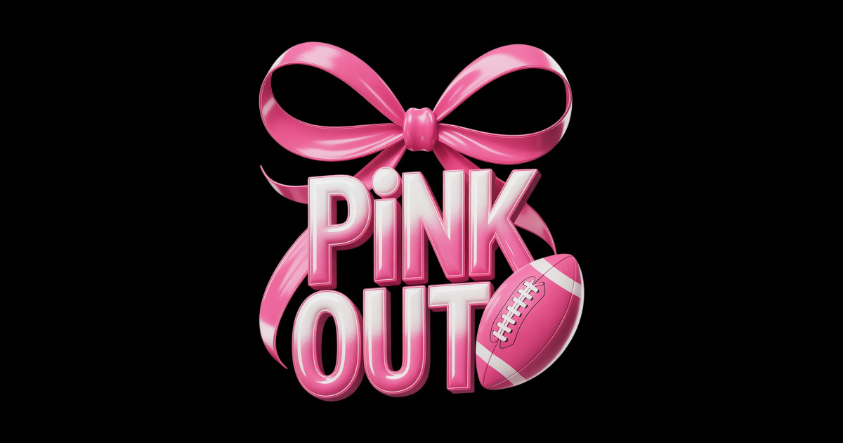 Pink Out Football Bow Breast Cancer Awareness - Pink Out - Sticker ...