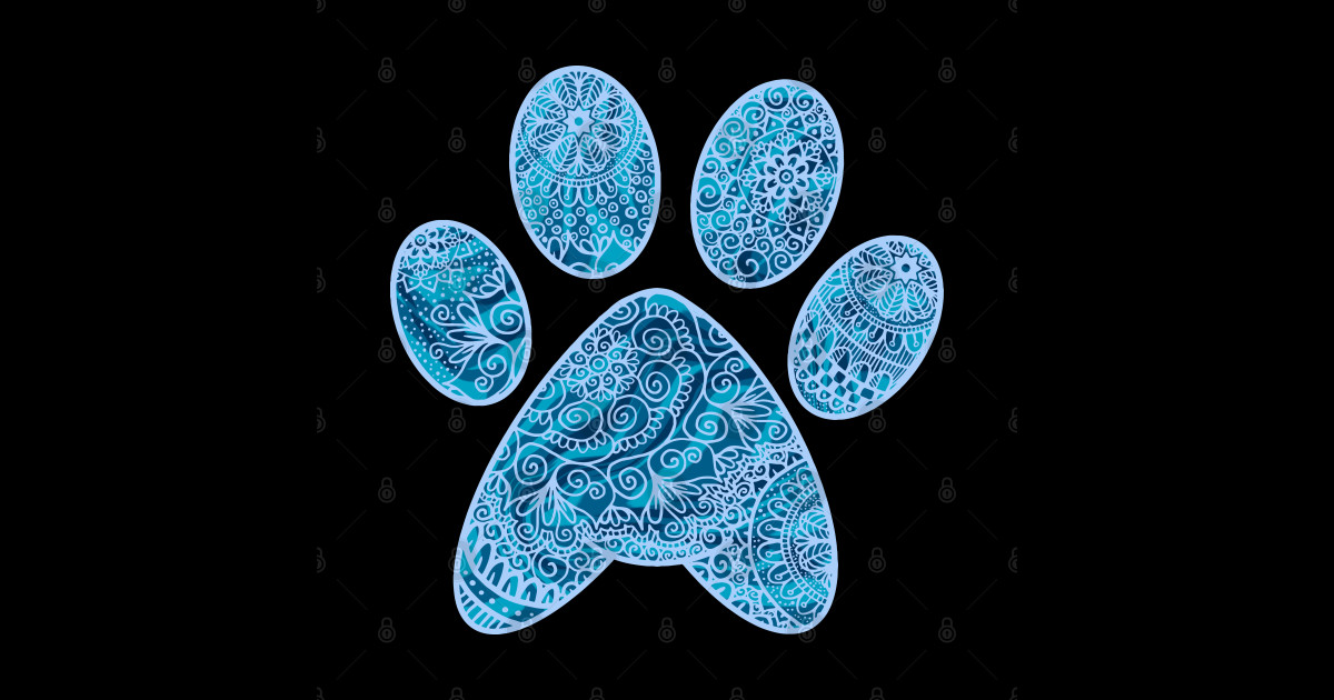 Zen Paw Print Blue - Paw Print - Sticker | TeePublic