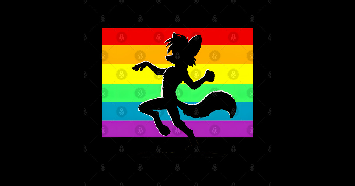 Rainbow LGBTQ Furry Pride Dancing Fox Fursona - Furry - Sticker | TeePublic