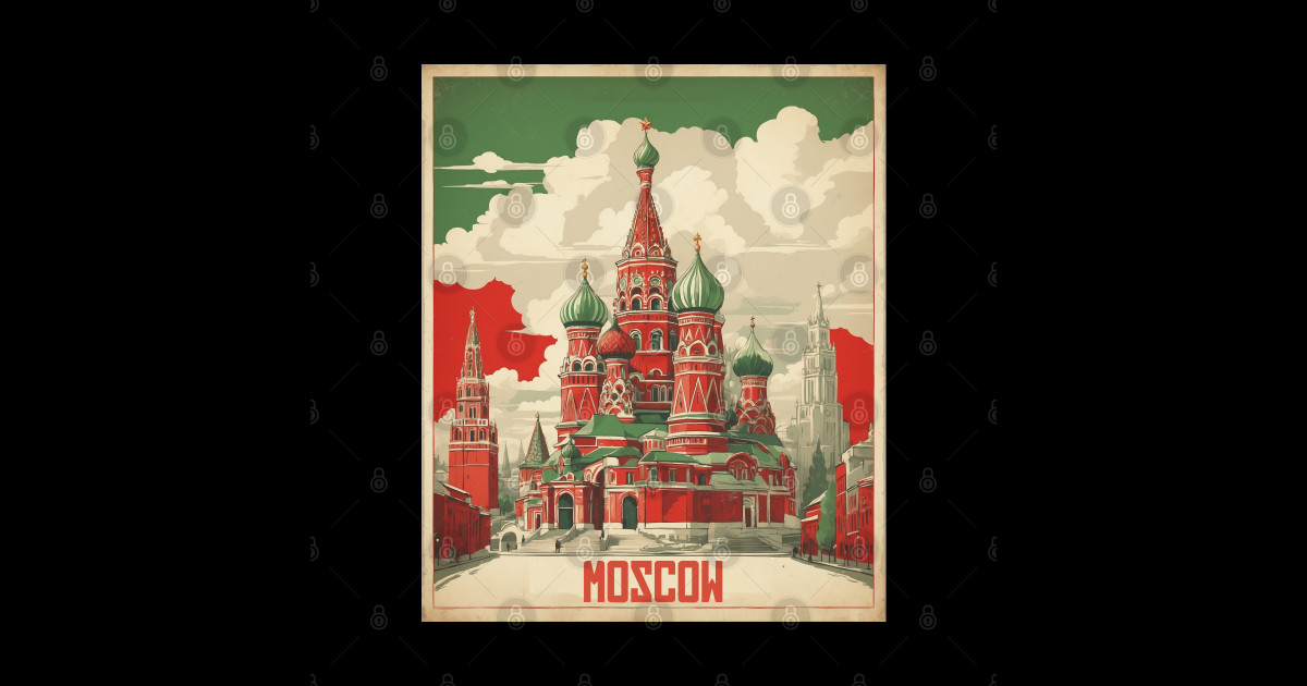 Moscow Russia Vintage Tourism Poster - Russia - Sticker | TeePublic
