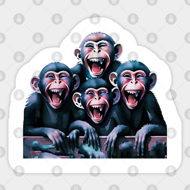 smiling monkeys - Monkey - Sticker | TeePublic