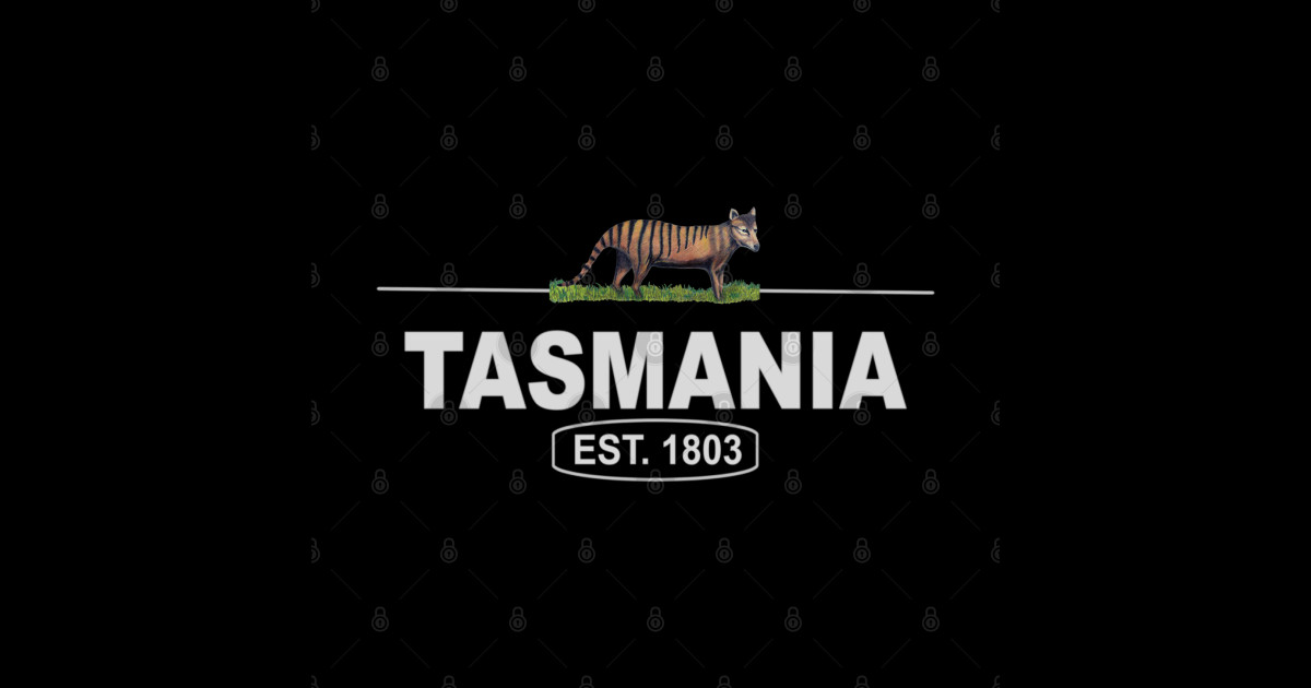Tasmania, Australia with Tasmanian Tiger - Tasmania - Sticker | TeePublic