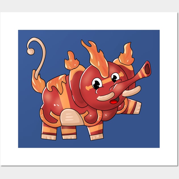 Fakemon Elephant FIRJAH - Monster Fire - Posters and Art Prints | TeePublic