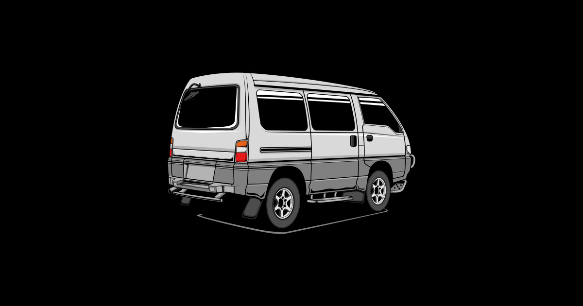 Jdm white delica rear classic - Mitsubishi - Sticker | TeePublic