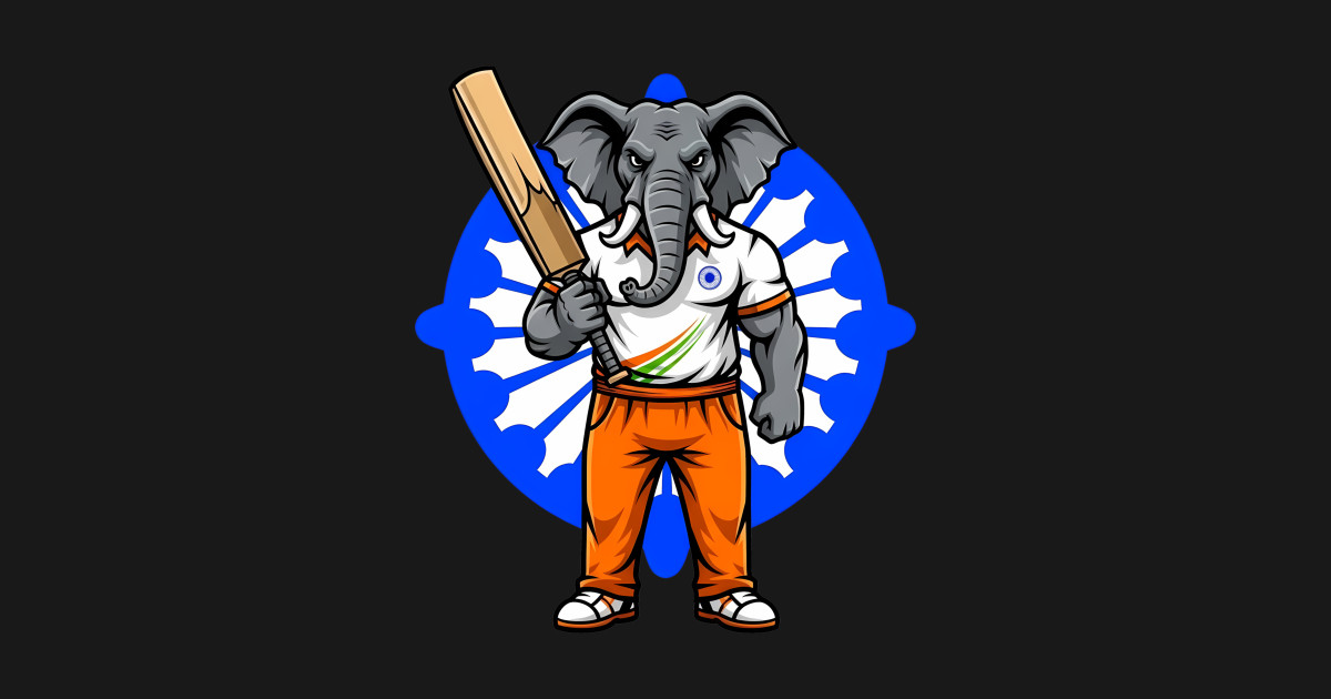 Indian Elephant Cricket Player Mascot - Indian Elephant - T-Shirt ...