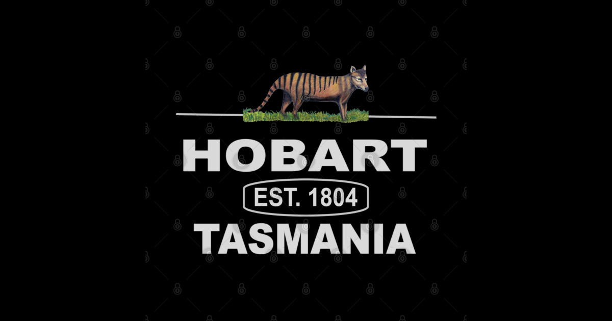 Hobart, Tasmania with Iconic Tasmanian Tiger - Tasmania - Sticker ...