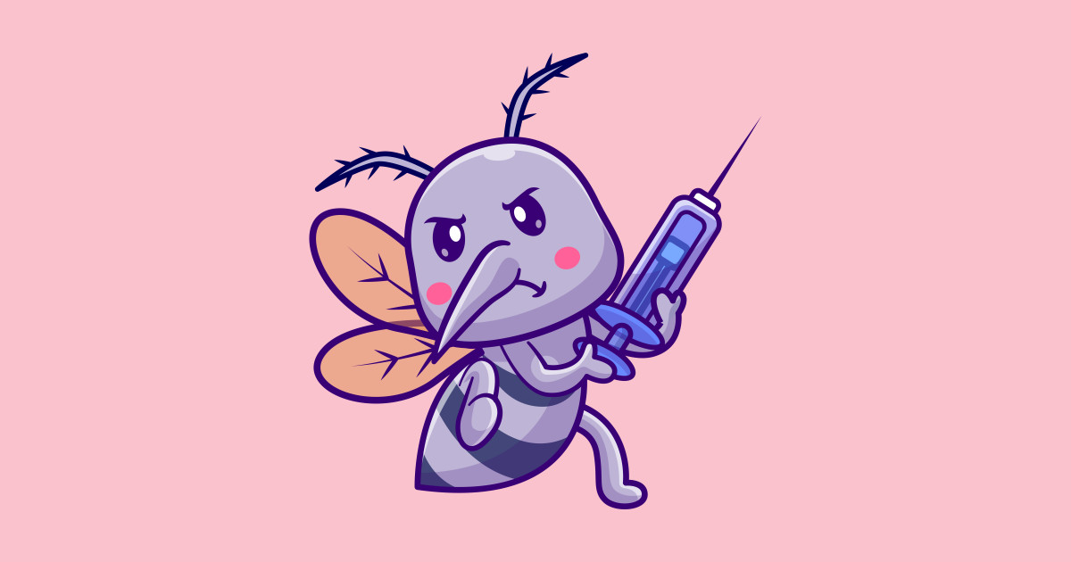 Cute Mosquito Holding Injection Cartoon - Cute Mosquito Holding ...