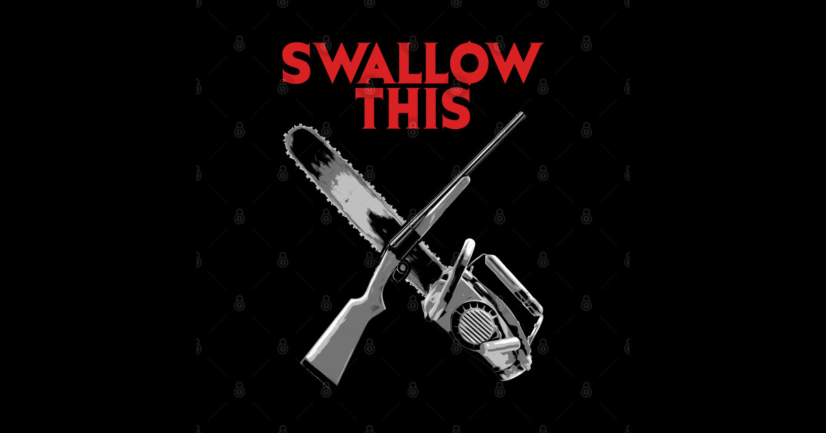 Evil Dead Swallow this Boomstick - Evil Dead - Sticker | TeePublic