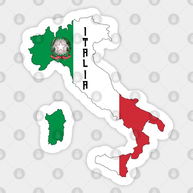 Italy flag & map - Italy - Sticker | TeePublic