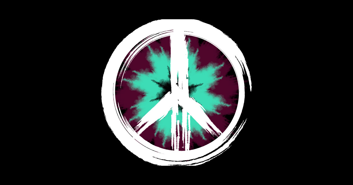 Maroon/Teal Tie-Dye Peace Sign - Peace Sign - Sticker | TeePublic