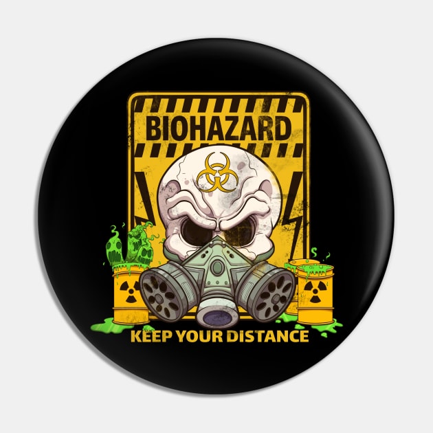Cartoon Biohazard Skull With Caution Sign - Biohazard Keep Your ...