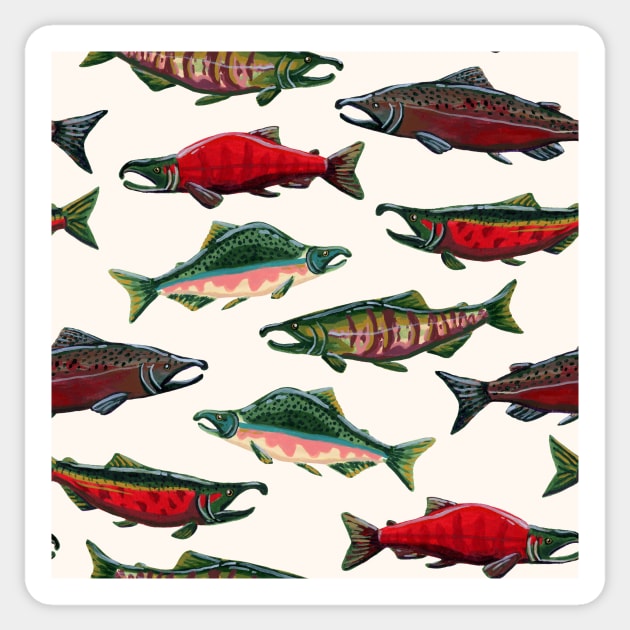 Pacific Salmon Pattern - Pacific Salmon - Sticker | TeePublic