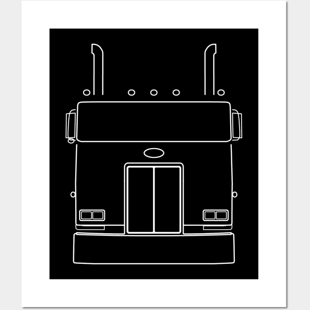 Cabover Pete classic truck outline graphic (white) - Truck - Posters ...