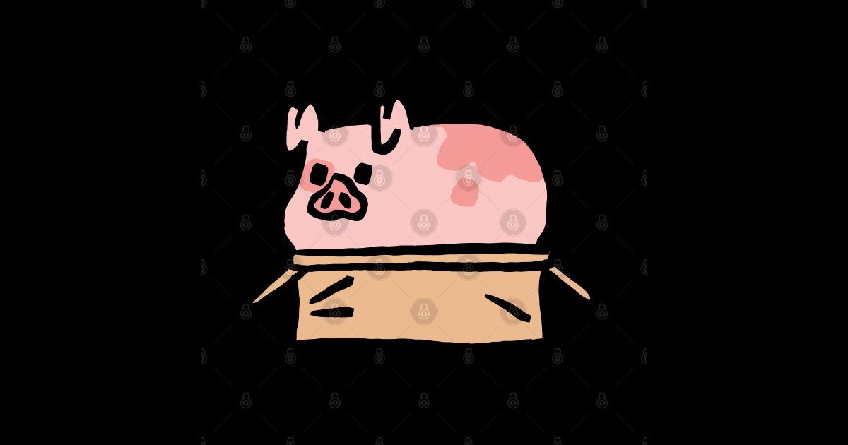 Cute Cartoon Piggy In a Box - Cute Piggy Cartoon Box - Sticker | TeePublic