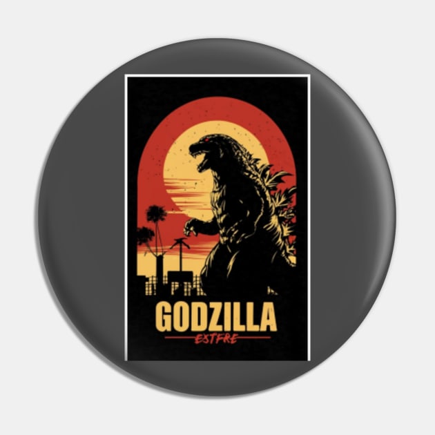 Godzilla flag - Godzilla Flag - Pin | TeePublic