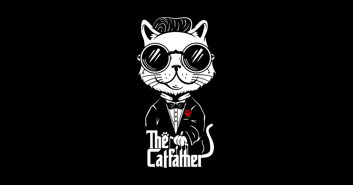 Vintage cat the godfather Funny cat - Cat - Sticker | TeePublic