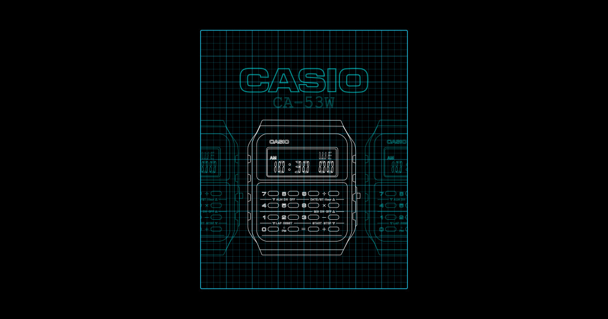 Casio CA-53W Negative Grid - Casio - Sticker | TeePublic