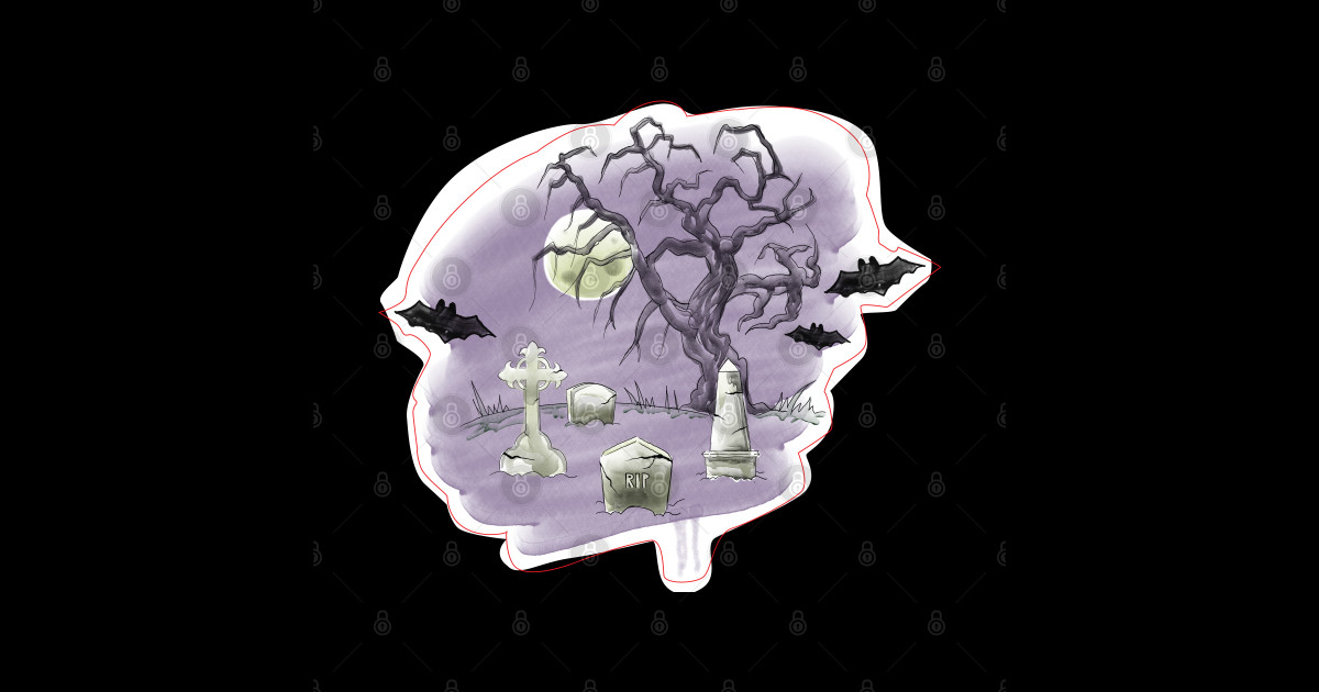 Halloween Spooky Cemetery - Halloween - Posters and Art Prints | TeePublic