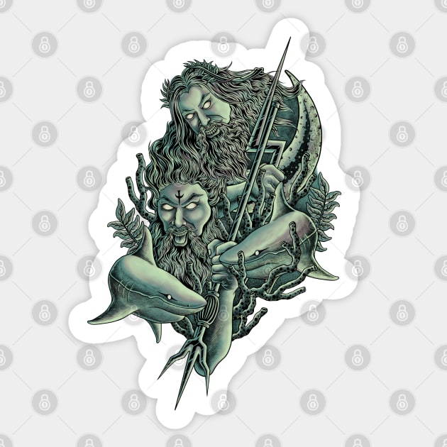 Zeus x Poseidon - Poseidon - Sticker | TeePublic
