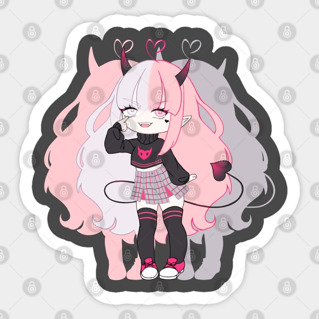 Chibi Demon Anime Girl - Chibi Girl - Sticker | TeePublic