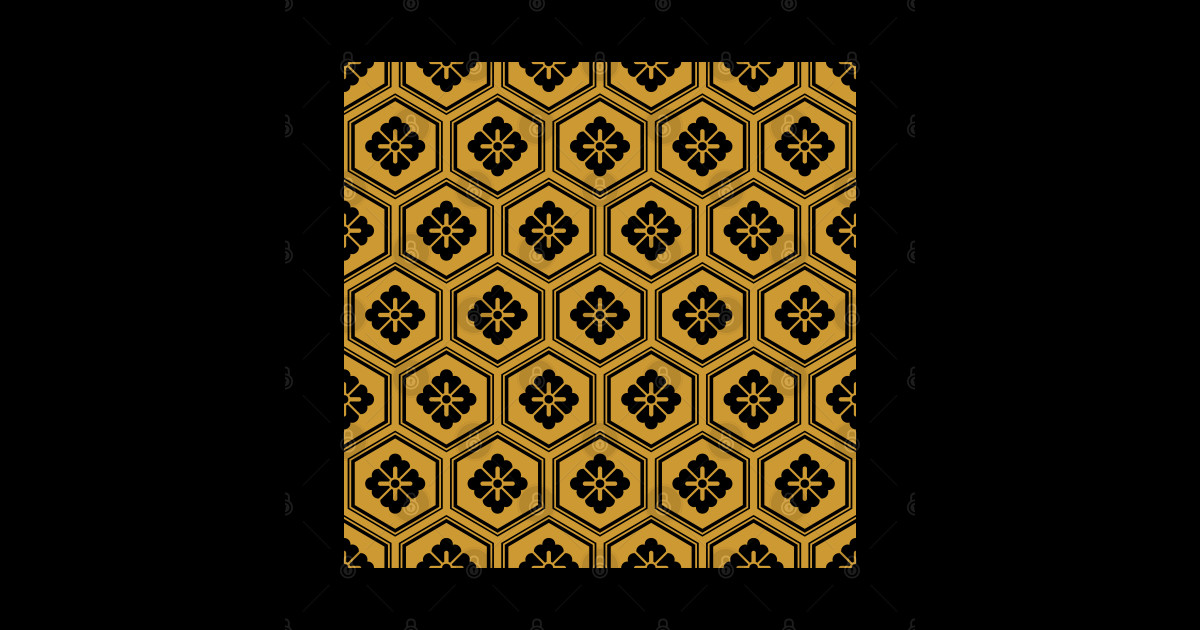 Traditional Japanese Kikko Pattern Gold - Japanese Kikko - Sticker ...
