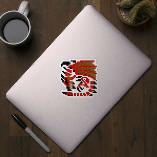 Monster Hunter Rathalos Pixel Art - Monster Hunter - Sticker | TeePublic