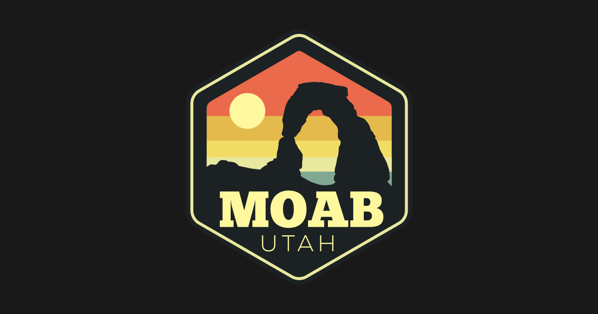 Moab Arches Hexagon Outdoors Badge - Moab Utah Retro Sunset - Magnet ...