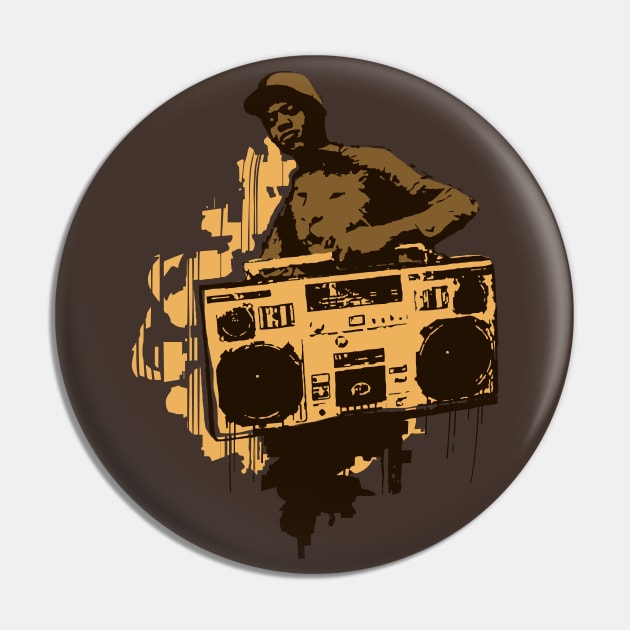 BoomBox Kid Brown - Boombox - Pin | TeePublic