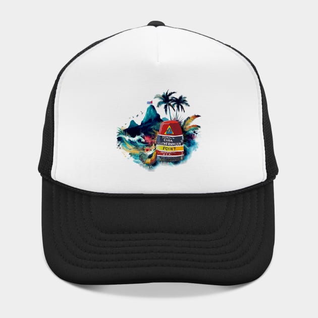 Key West Southernmost Point Marker with Cuban background - WelshDesigns ...