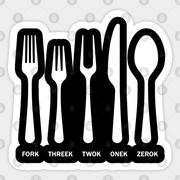 Fork Threek Twok Onek Zerok - Fork - Sticker | TeePublic