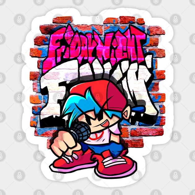 BoyFriend FNF. Brick wall - Fnf - Sticker | TeePublic