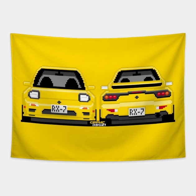 Mazda RX-7 Initial-D JDM Pixel Art - Rx7 - Tapestry | TeePublic