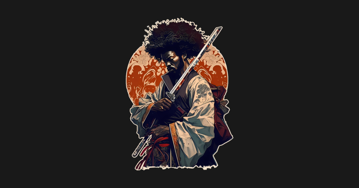 Manga Afro Anime Samurai Japan Vintage - Afro Samurai - T-Shirt | TeePublic