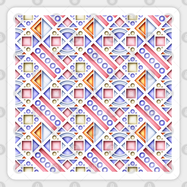 3d Geometric Pattern - Patchwork - Sticker | TeePublic