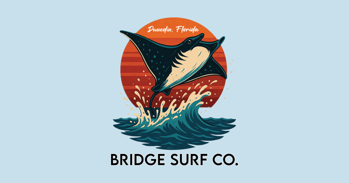 Manta Ray - Bridge Surf Company - Dunedin - T-Shirt | TeePublic