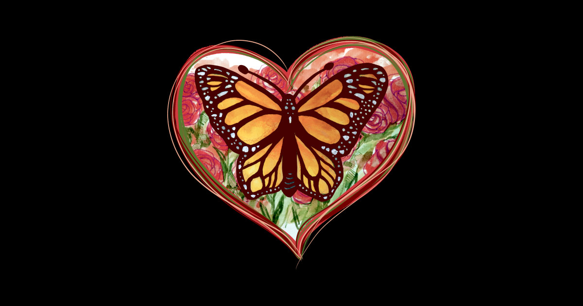 Monarch Butterfly Heart - Monarch - Sticker | TeePublic