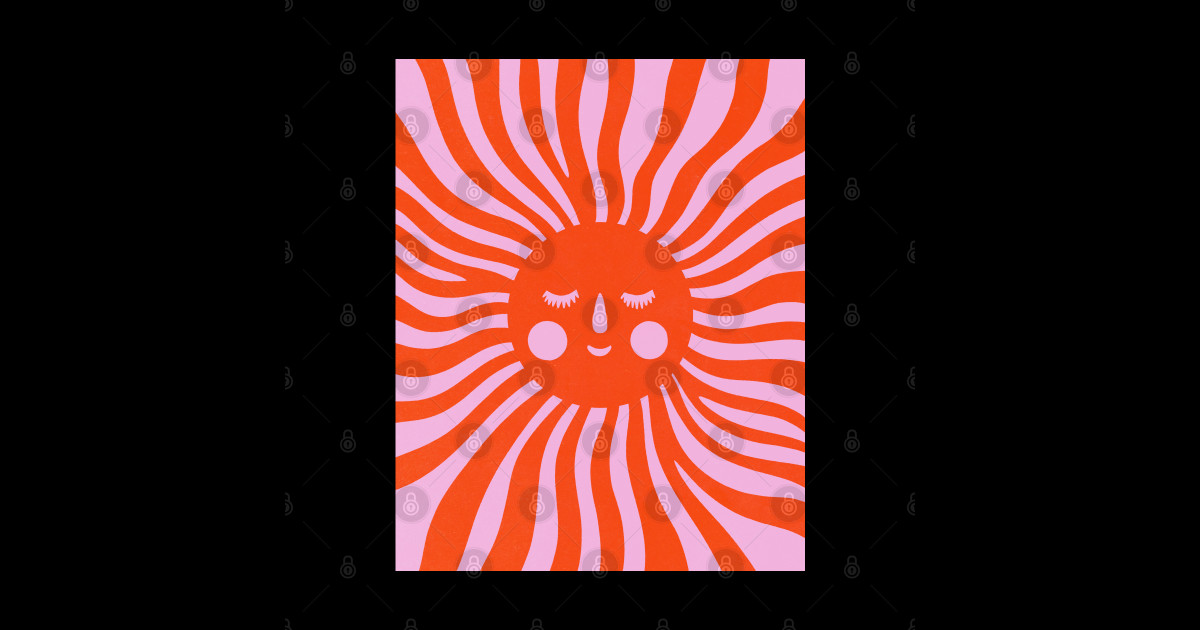 Smiling Retro Sun Face – Groovy 70s Style Sunshine Design with Bold ...