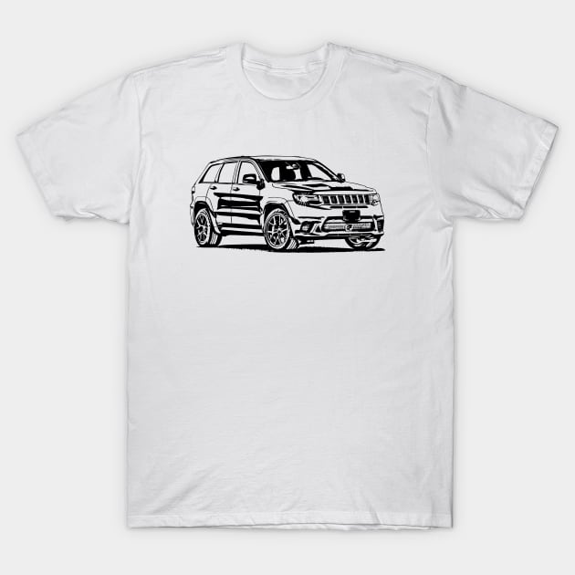 Cherokee Trackhawk Sketch Art - Jeep - T-Shirt | TeePublic