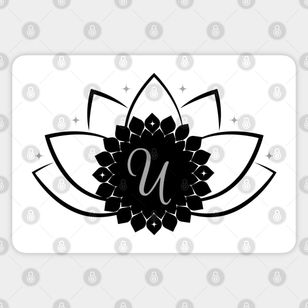 U - Lotus Flower Monogram - Monogram - Sticker | TeePublic