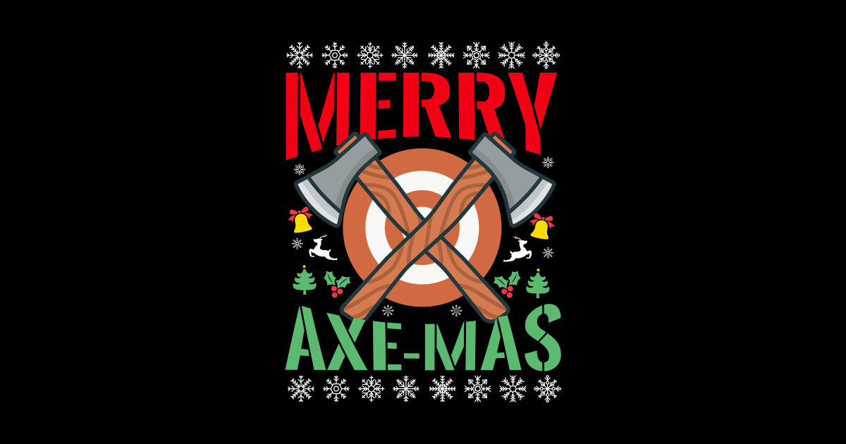 Merry Axemas Christmas Axe Throwing - Axe Throwing - Sticker | TeePublic