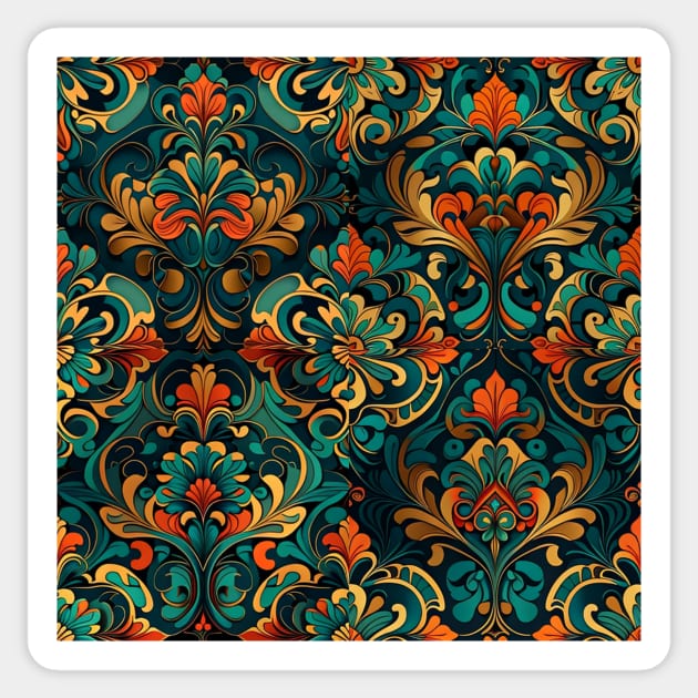 Rococo style pattern - Red - Sticker | TeePublic