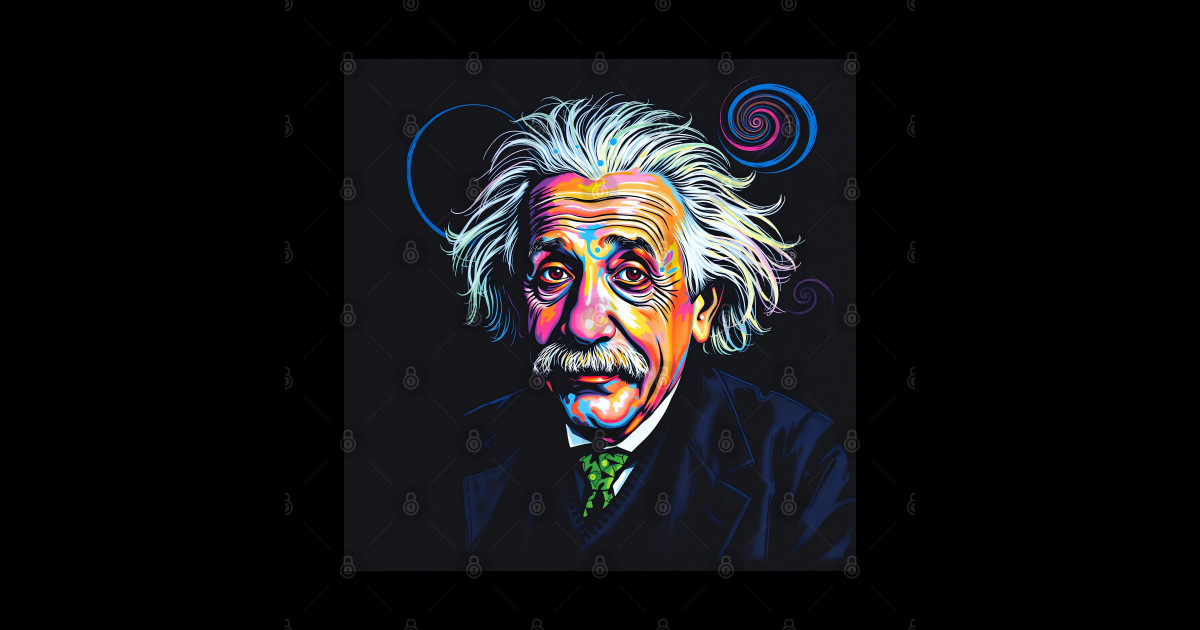 Vibrant Psychedelic Einstein Portrait - Einstein - Sticker | TeePublic