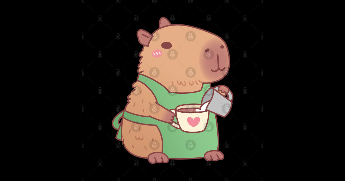 Cute Capybara Barista Making Coffee - Cute Capybara - Sticker | TeePublic