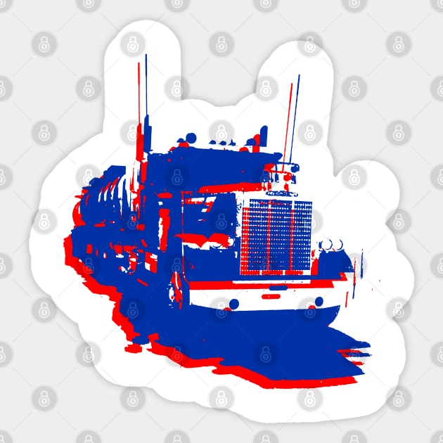 Freightliner classic 1980s big rig truck monoblock red, white and blue ...