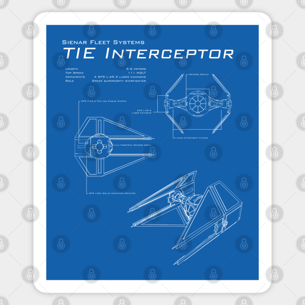 TIE Interceptor Blueprints - Star Wars - Sticker | TeePublic